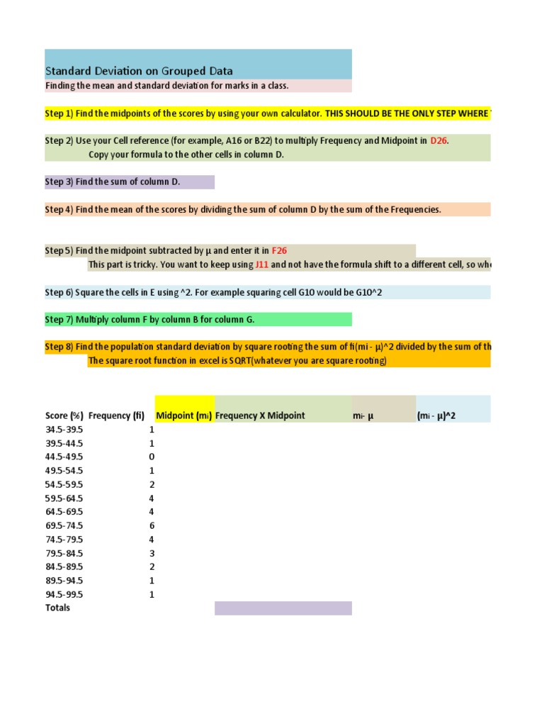 Unit 3 - Activity 13 - Excel Standard Deviation With Grouped Data ...