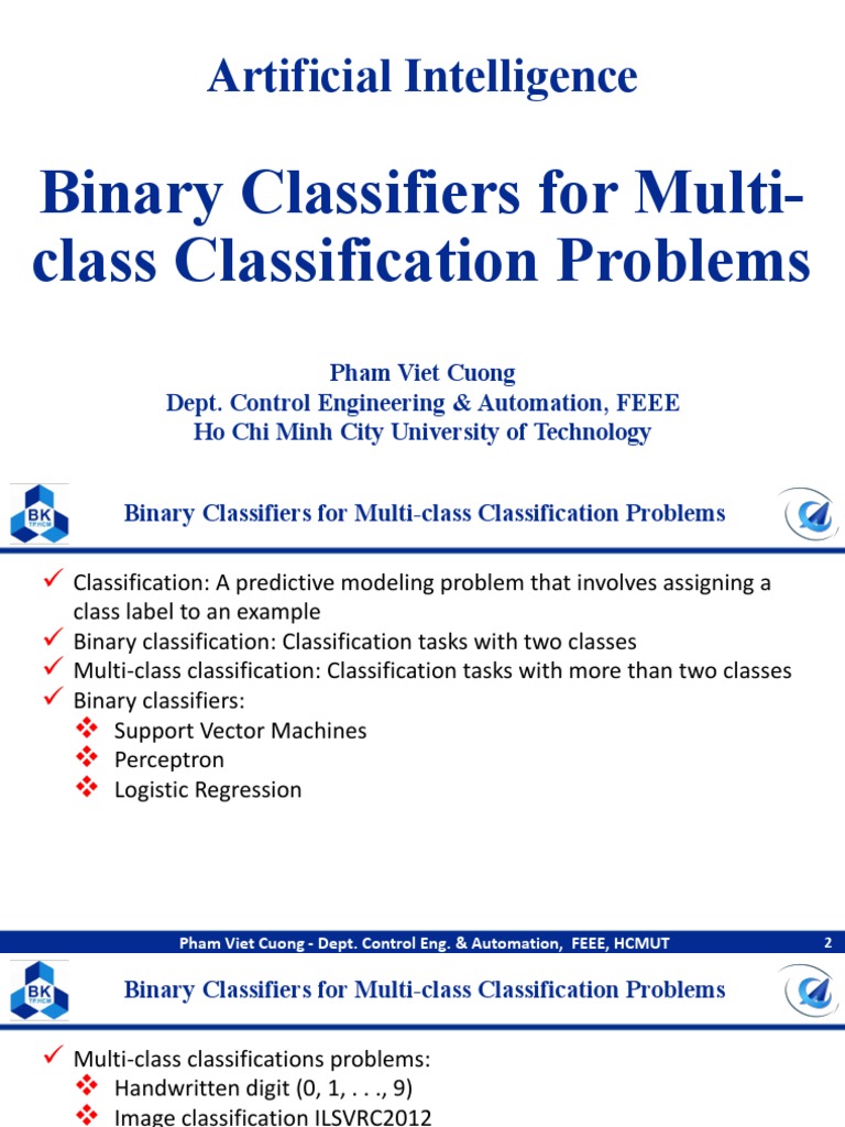 Artificial Intelligence: Binary Classifiers For Multi-Class Classification Problems | PDF ...