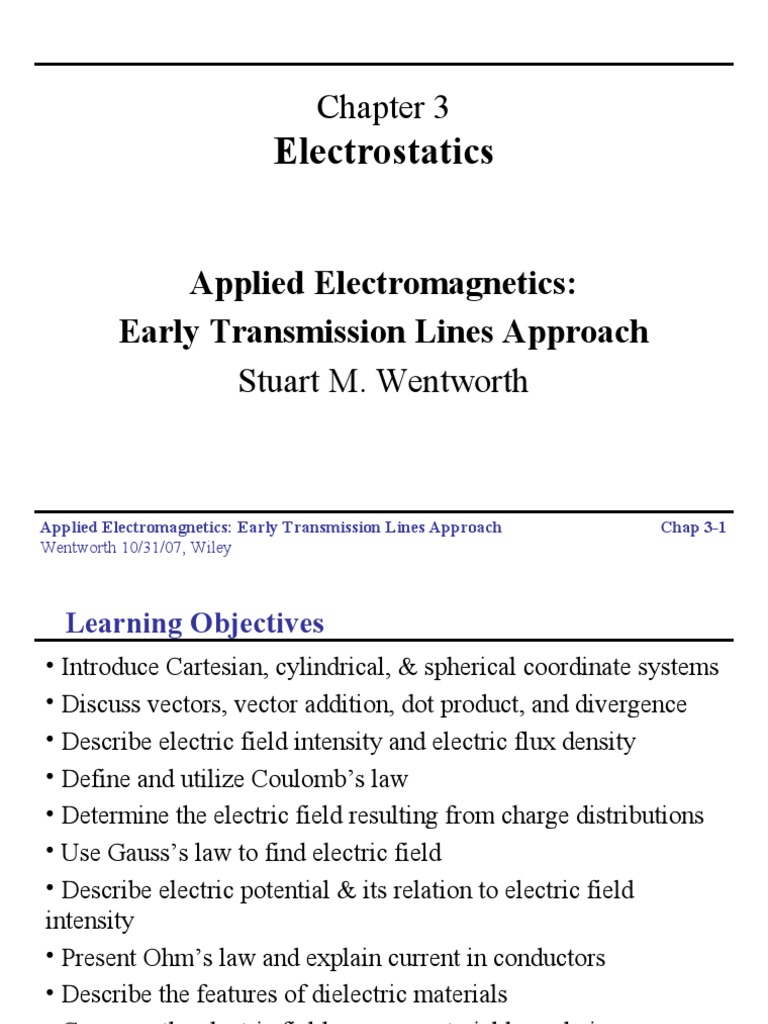 Electrostatics: Applied Electromagnetics: Early Transmission Lines Approach | PDF | Electric ...