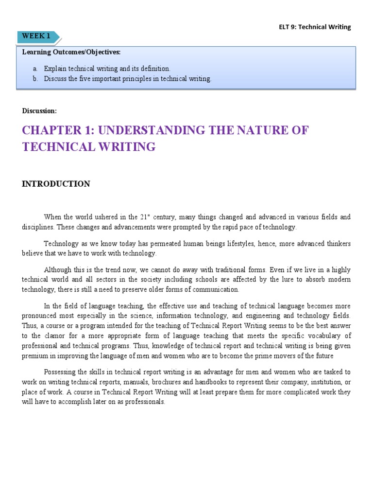 Chapter 1: Understanding The Nature of Technical Writing | PDF ...