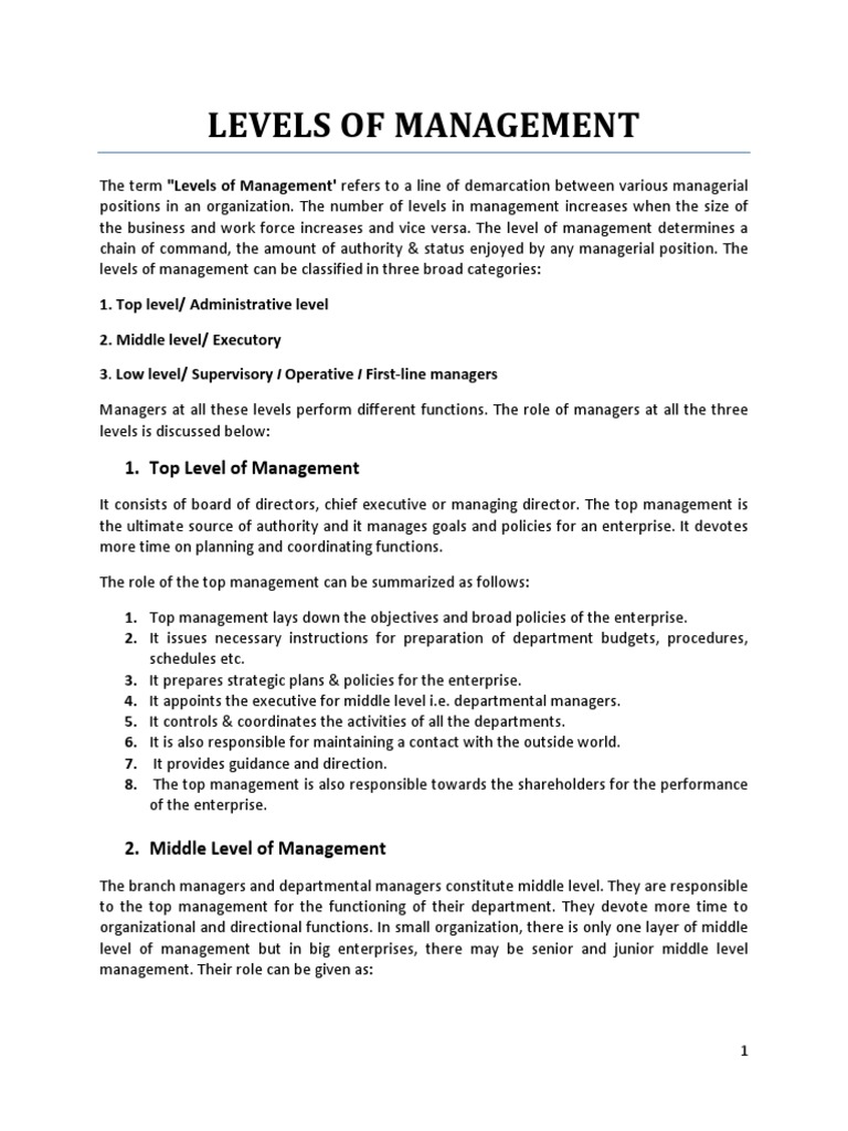 Levels of Management | PDF | Business