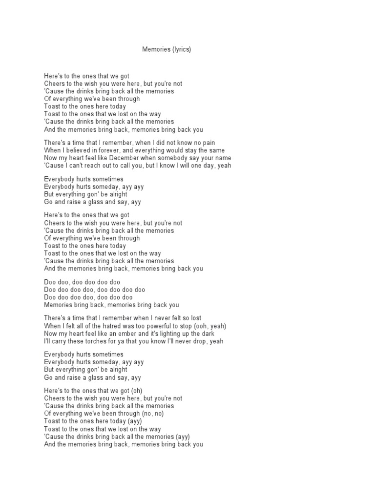 Memories Lyrics Overview | PDF | Poetry