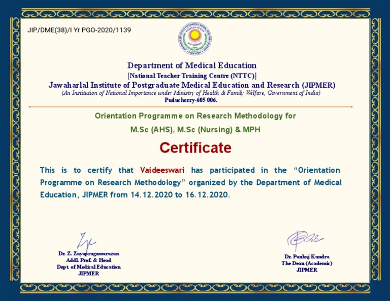 MPH Orientation Programme Certificate - Dec 2020 | PDF