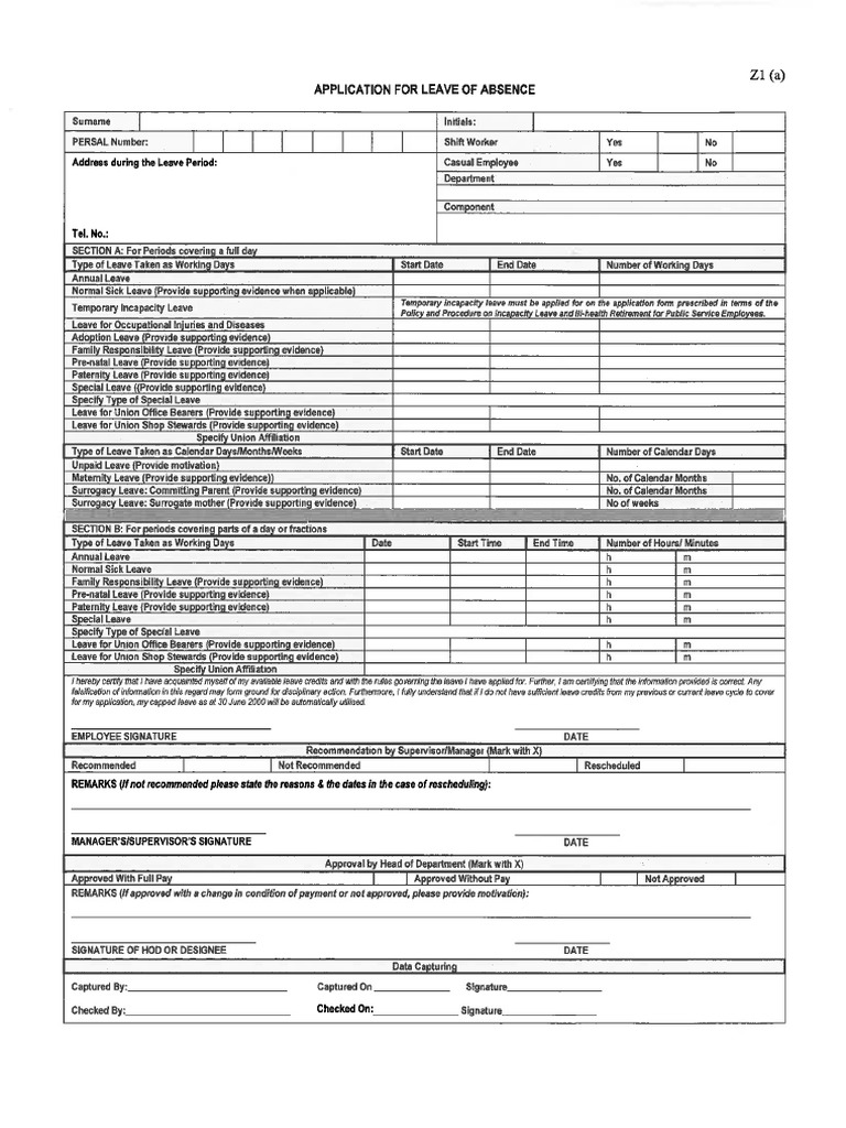 New Leave Form Z1 (A) 2018 | PDF