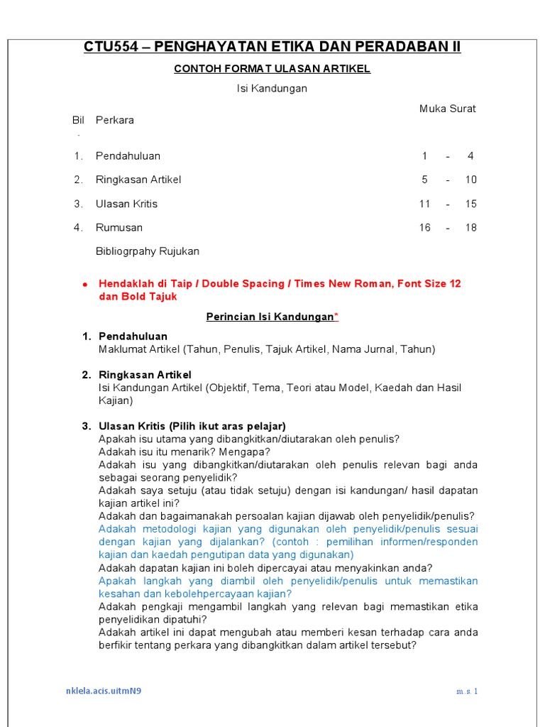 Format Ulasan Artikel CTU554 - Syuhaida | PDF