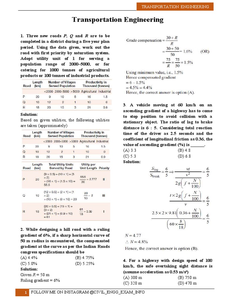 Transportation Engg 1 | PDF | Road | Lane