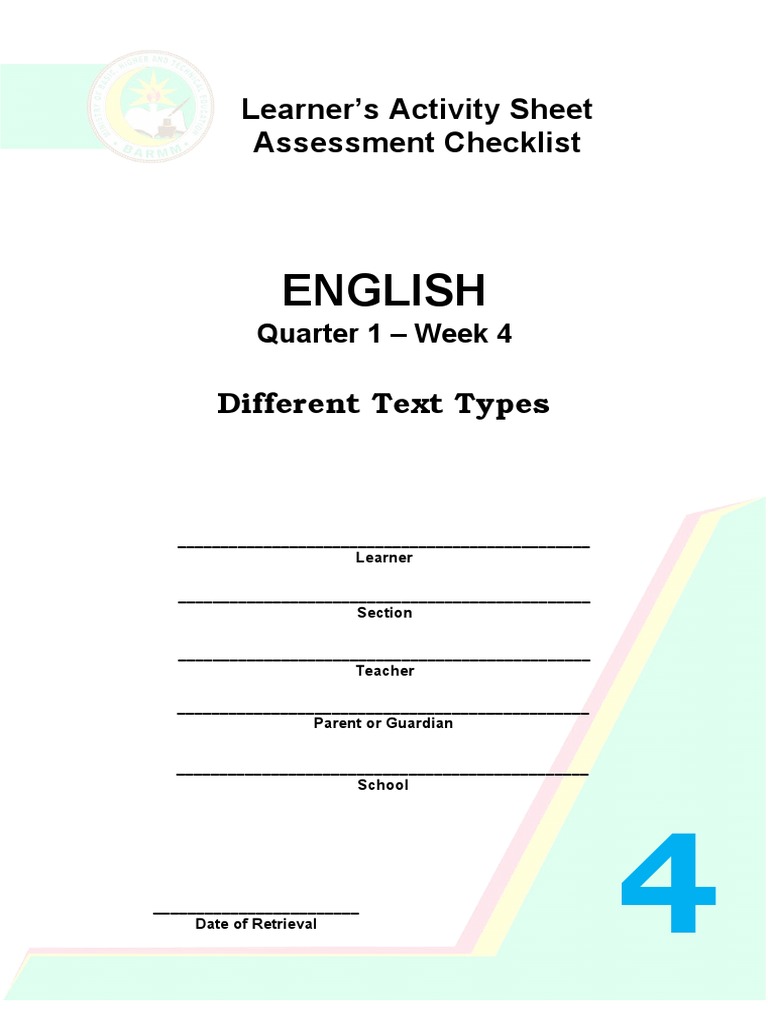 English 4, Q1-Week 4 | PDF | Learning | Educational Assessment