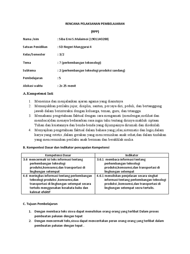 RPP IPA Kelas 3 | PDF
