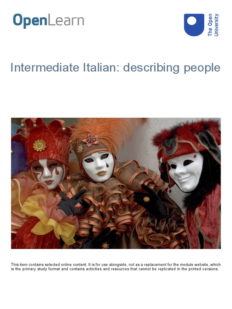 Intermediate Italian: Describing People | PDF | Creative Commons ...
