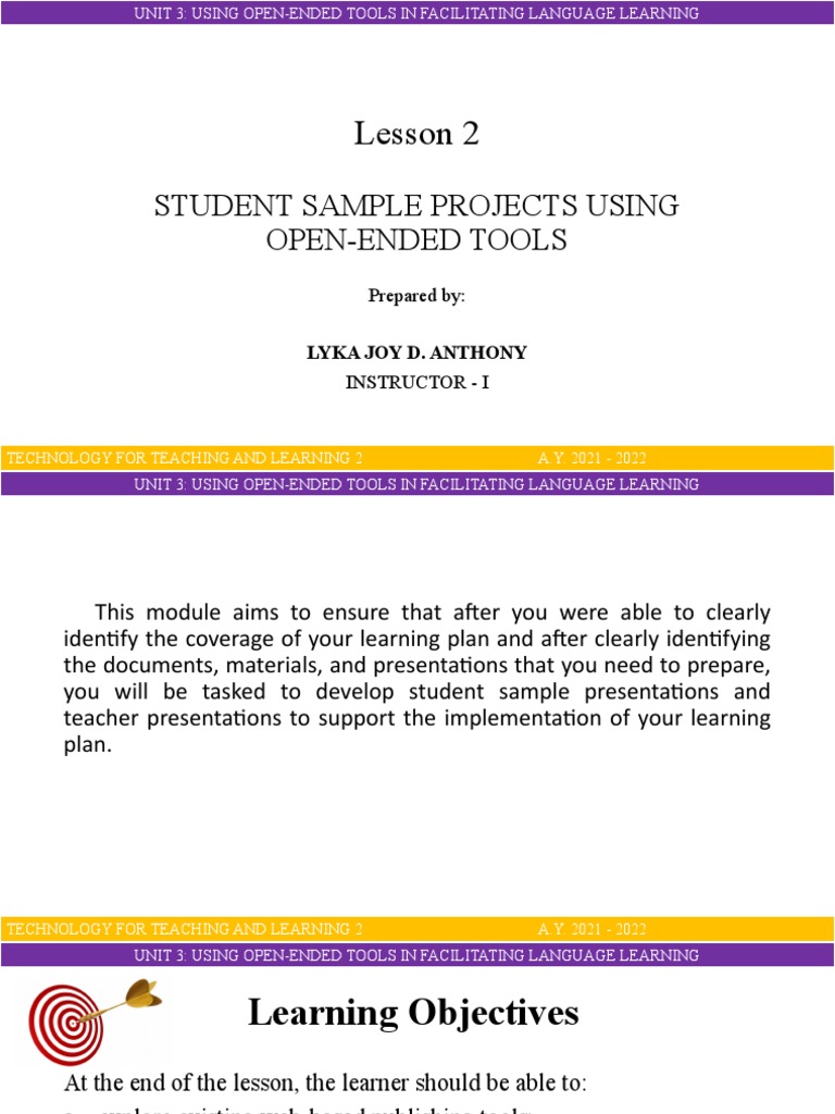Student Sample Projects Using Open-Ended Tools | Download Free PDF ...