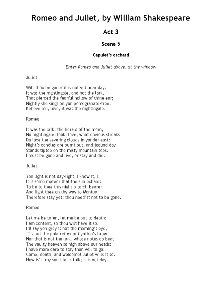 Romeo and Juliet Act 3 Scene 5 | PDF | Characters In Romeo And Juliet ...