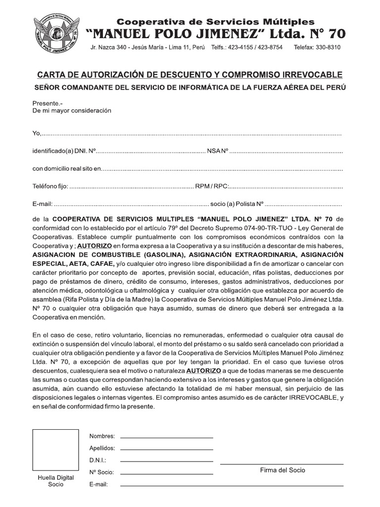Autorizacion Coper | PDF