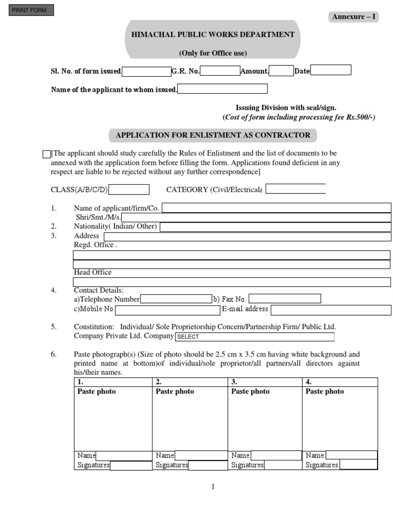 PWD Application For Enlistment As Contractor - Fillable | PDF | Notary ...