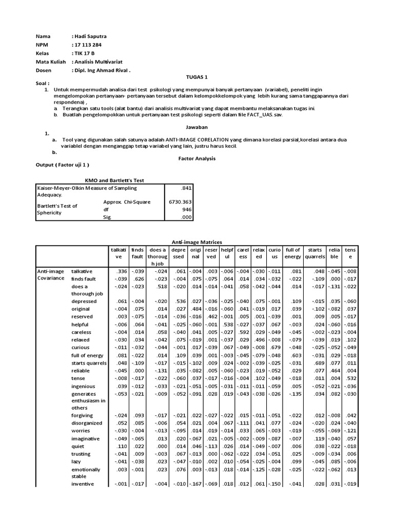 Analisis Multivariat | PDF
