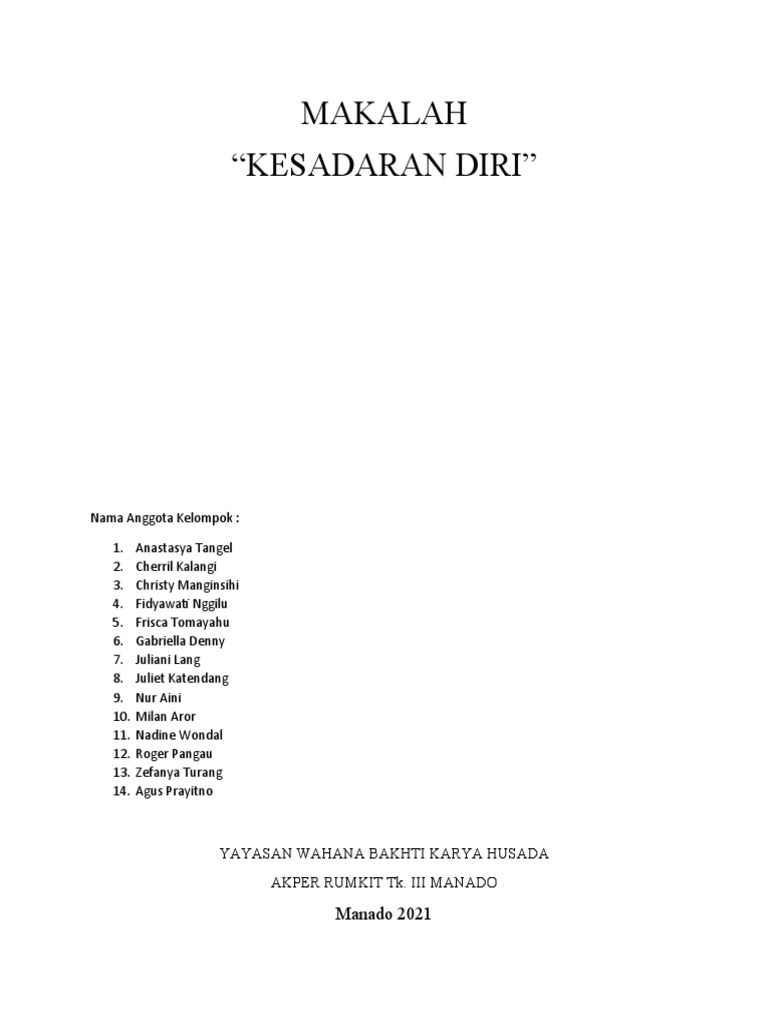 Makalah Kesadaran Diri | PDF