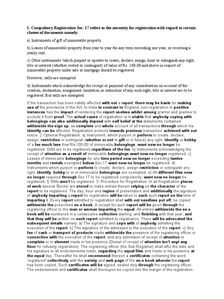 Indian Registration Act 1 | PDF | Property | Mortgage Law