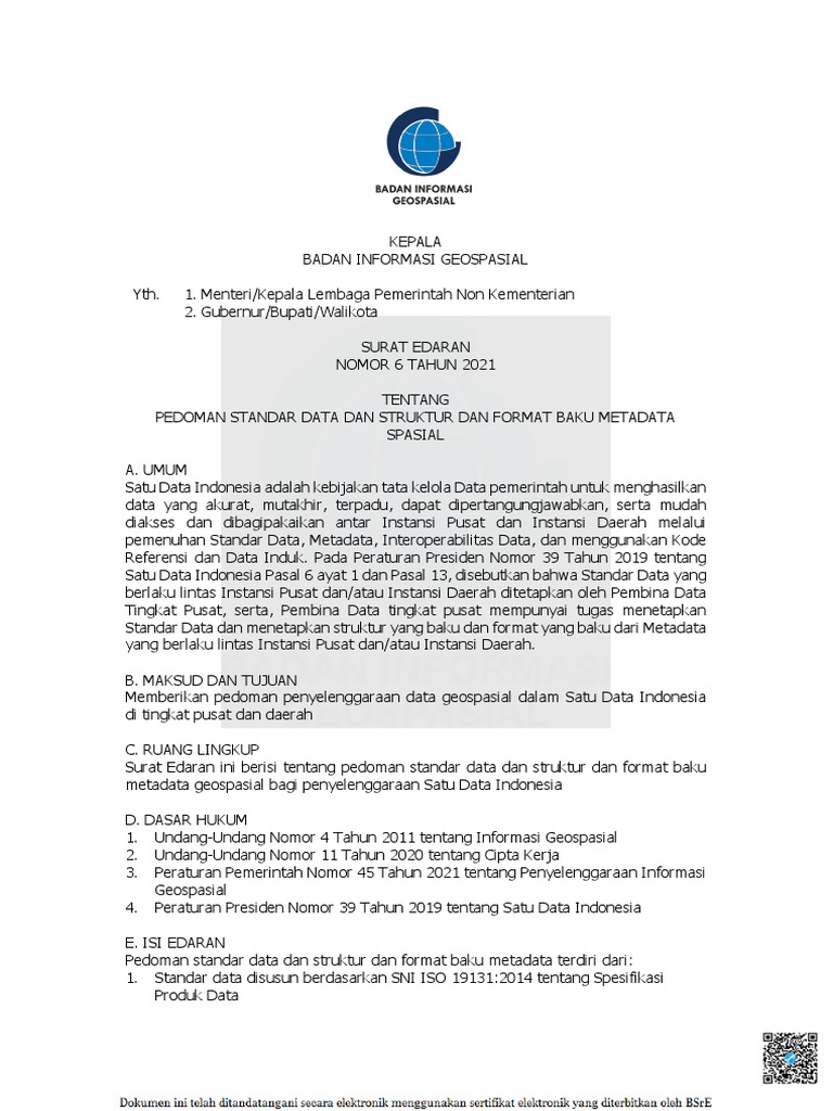 Pedoman Metadata Geospasial Satu Data | PDF | Bisnis | Komputer