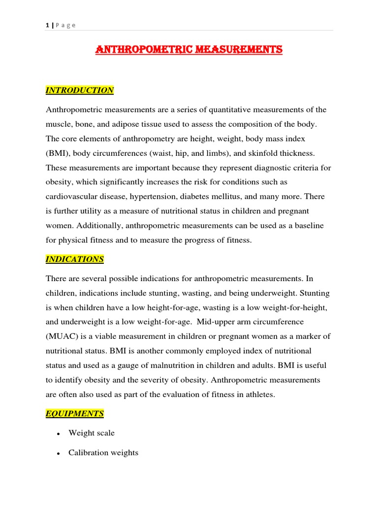 Anthropometry Introduction | PDF | Body Mass Index | Human Anatomy
