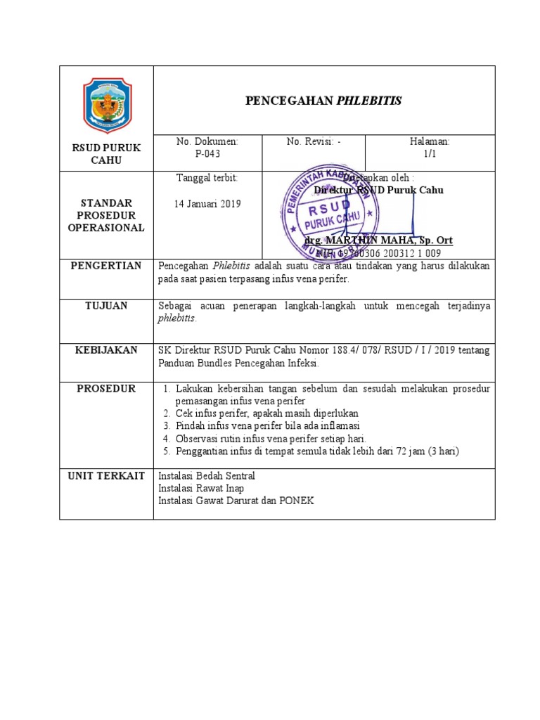 Spo Pencegahan Phlebitis | PDF