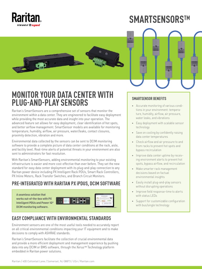 Raritan Smartsensor Datasheet | PDF | Data Center | Humidity