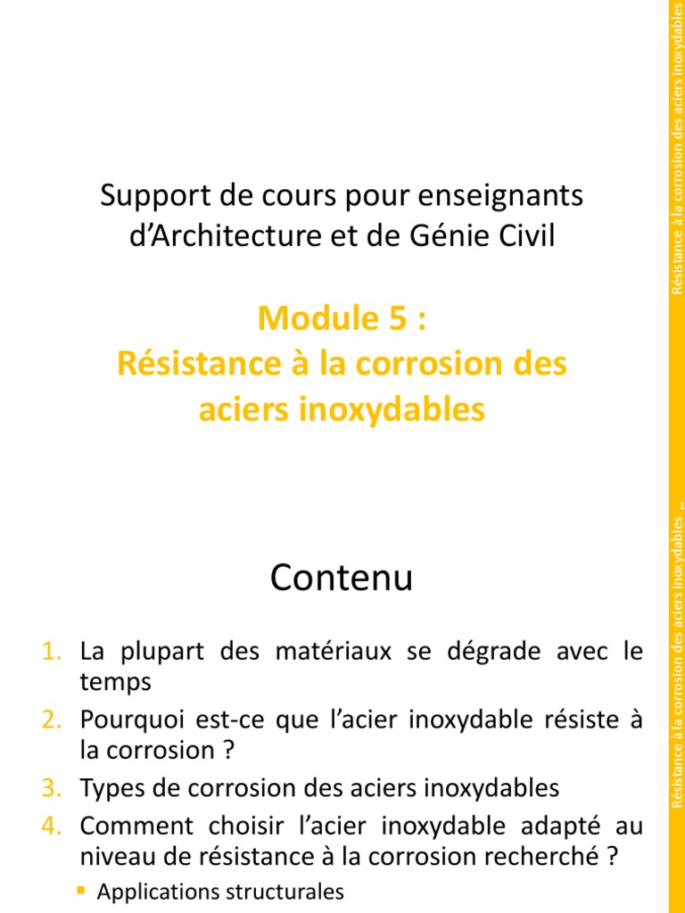 Classes de résistance à la corrosion | PDF | Acier inoxydable | Corrosion