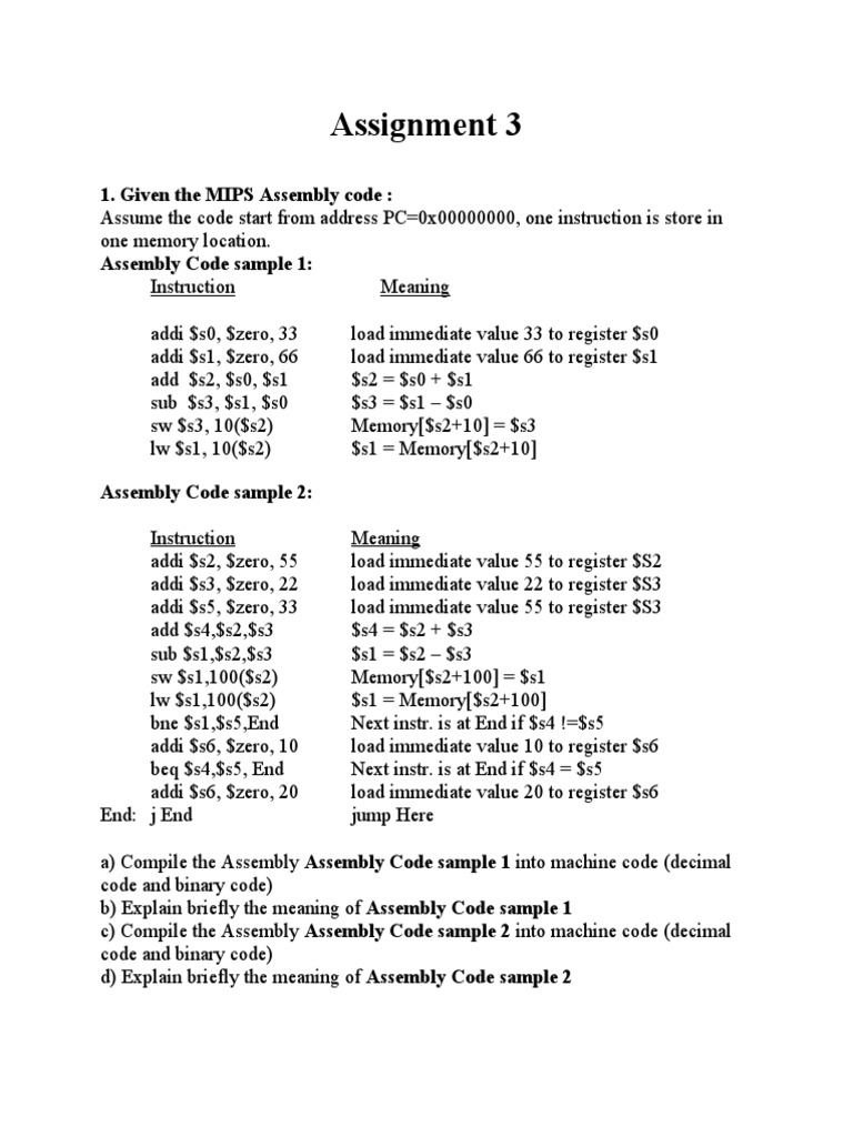 MIPS Assembly & Machine Code Guide | PDF | Assembly Language | Central Processing Unit