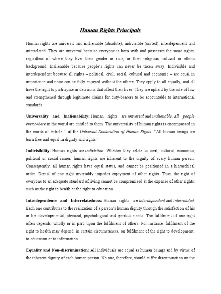4 - Human Rights Principals | PDF | Human Rights | Rights