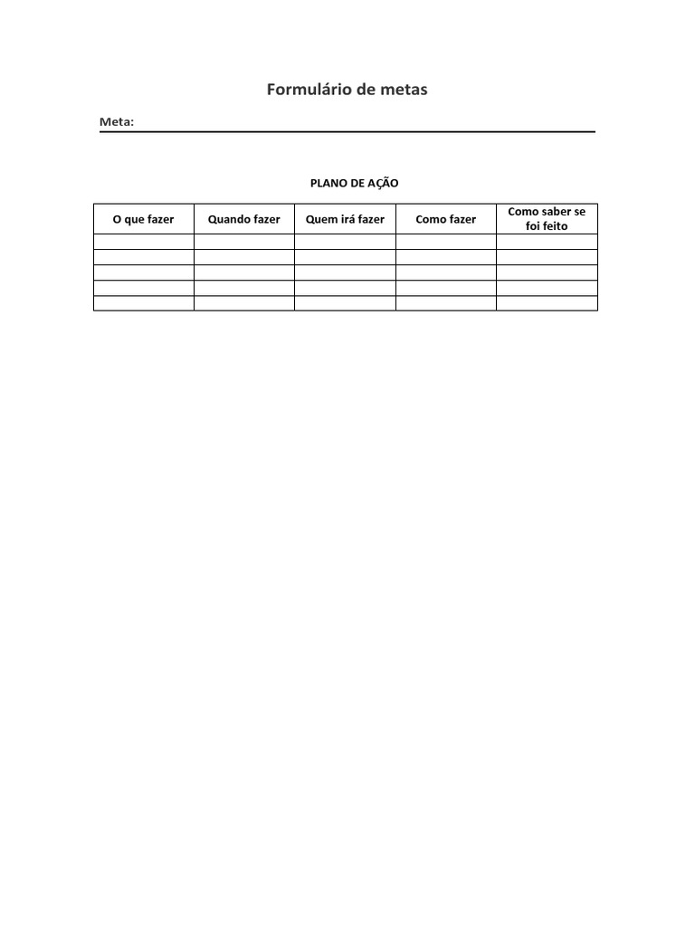 Formulario de Metas | PDF