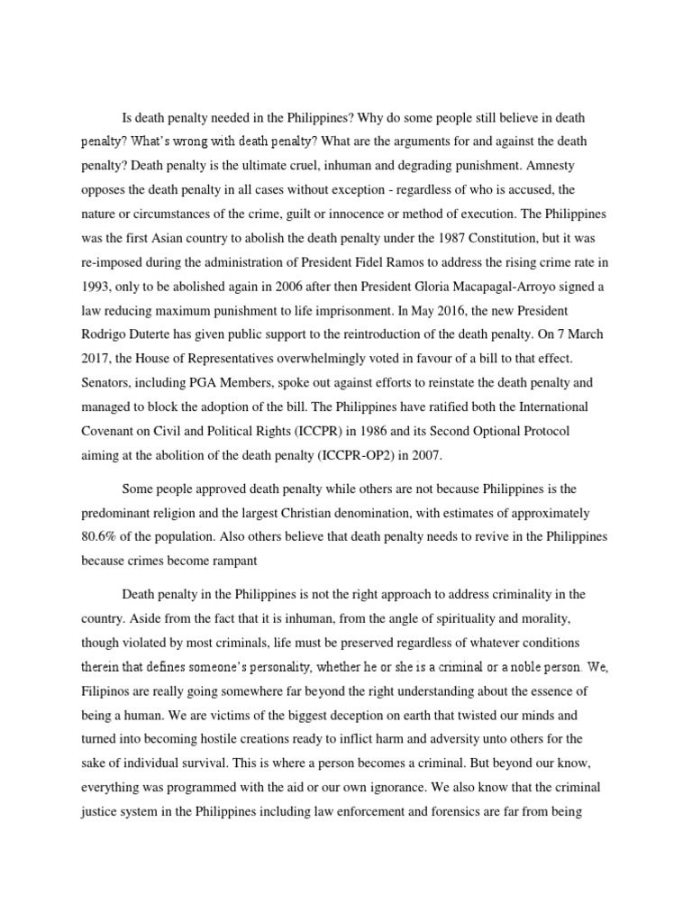 Death Penalty Position Paper | PDF | Capital Punishment | Crime & Violence