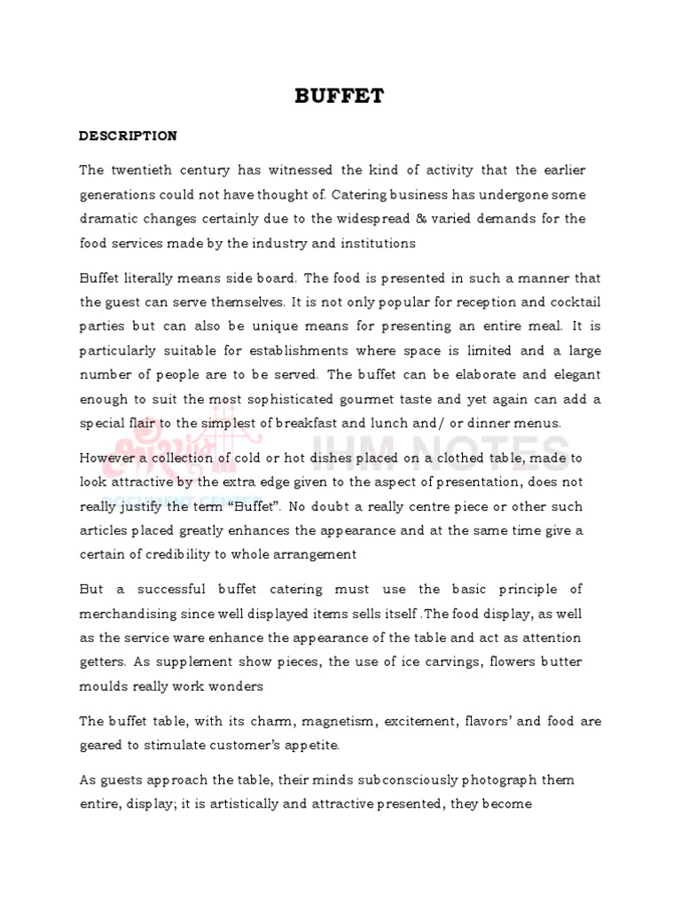 Ch-3 BUFFET | Download Free PDF | Tableware | Meal