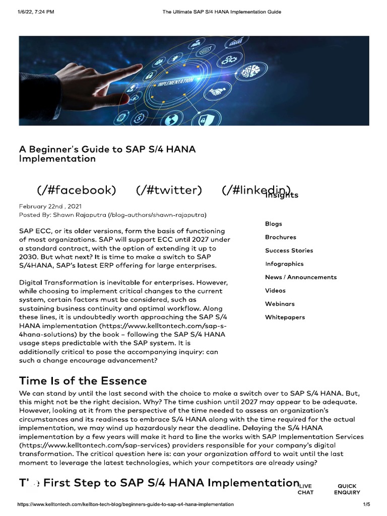 A Beginner's Guide To SAP S4 HANA Implementation | PDF