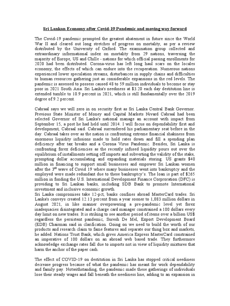 Economics Individual Assignment | PDF | Money | Sri Lanka