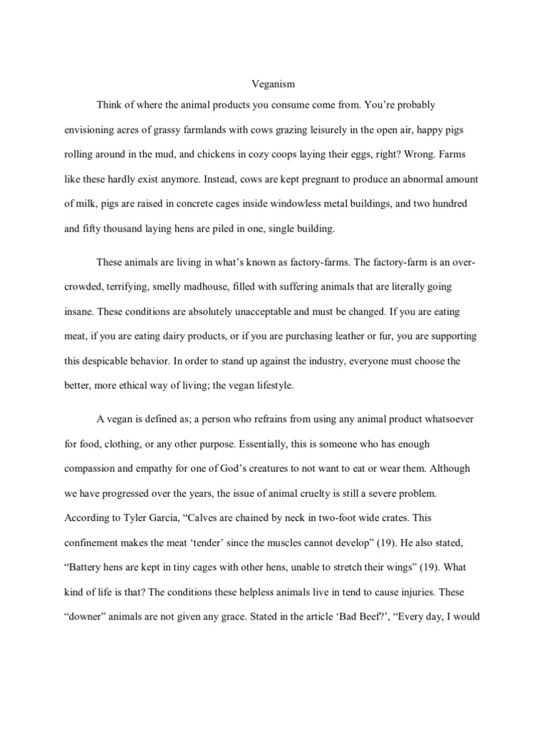 Veganism Persuasive Essay PDF Veganism Chicken