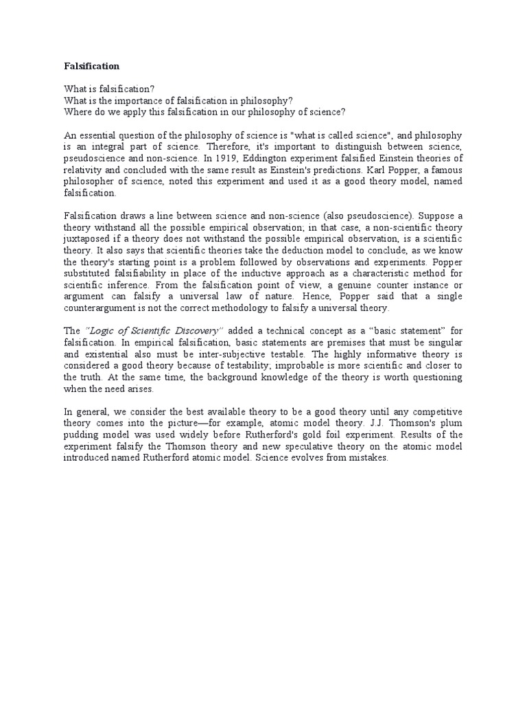 Karl Popper Used Falsification To Draw A Line Between Scientific and ...