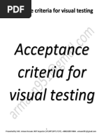 Visual Inspection Acceptance Criteria | PDF | Joining | Chemical Substances