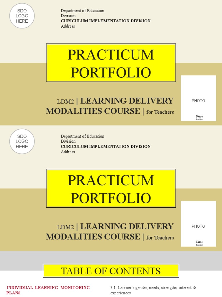 Template For LDM 2 PRACTICUM PORTFOLIO | PDF | Lesson Plan | Learning