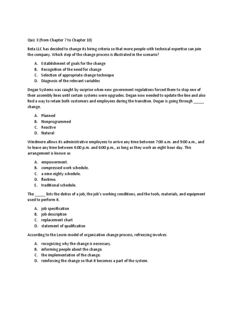 Quiz 3 | PDF | Motivation | Motivational