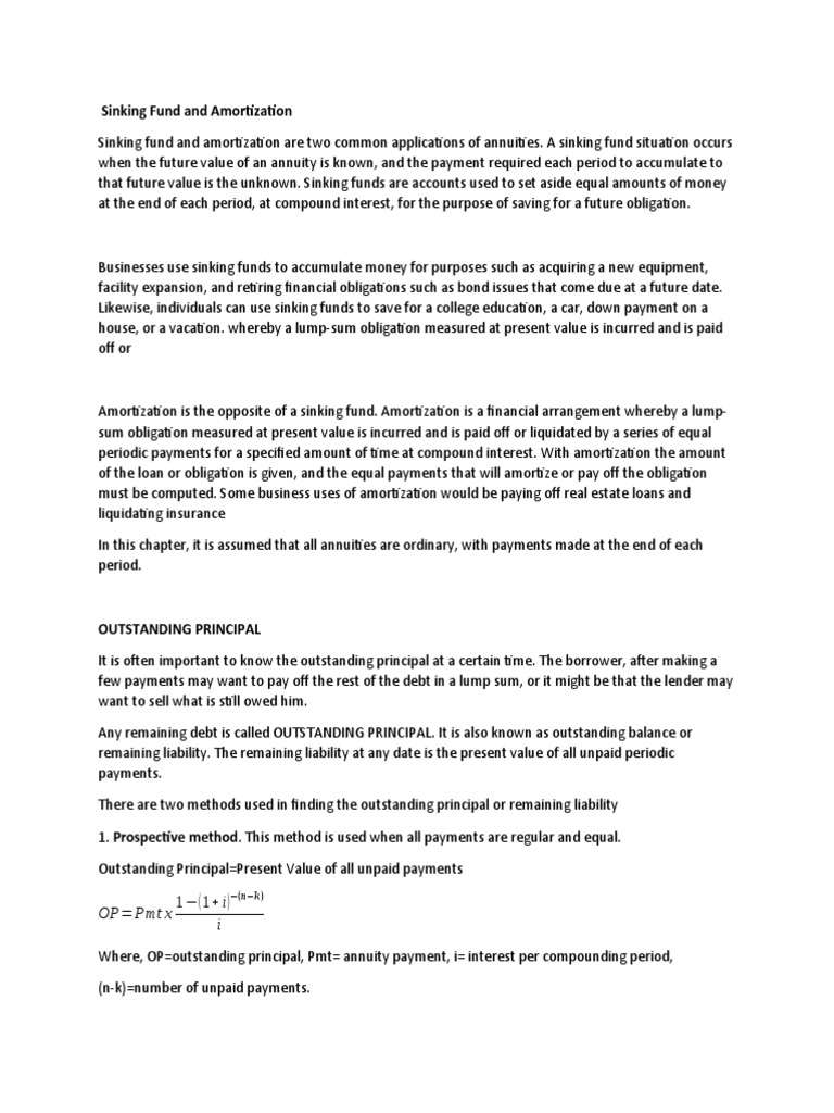 Sinking Fund and Amortization: OP PMT X I | PDF | Present Value | Debt