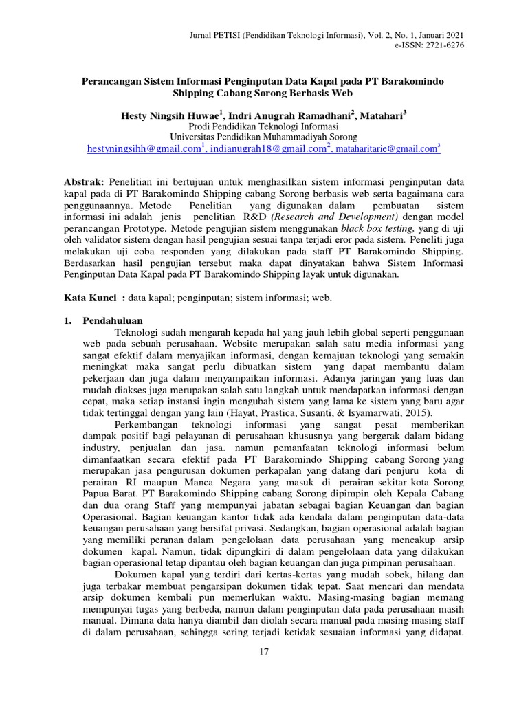 SISTEM INFORMASI PENGINPUTAN DATA KAPAL | PDF