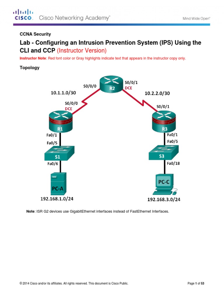 5.5.1.1 Lab - Configuring An Intrusion Prevention System (IPS) Using The CLI and CCP ...