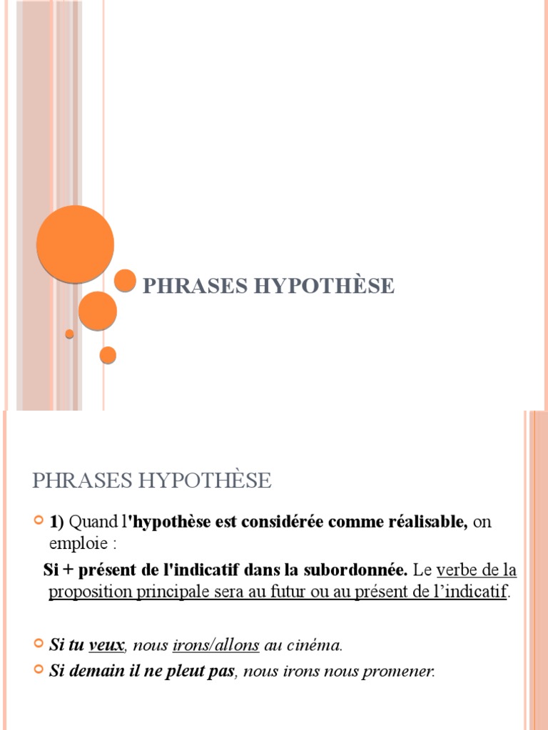 Phrases Hypothétiques avec "Si" | PDF | Grammaire | Mécanique du langage