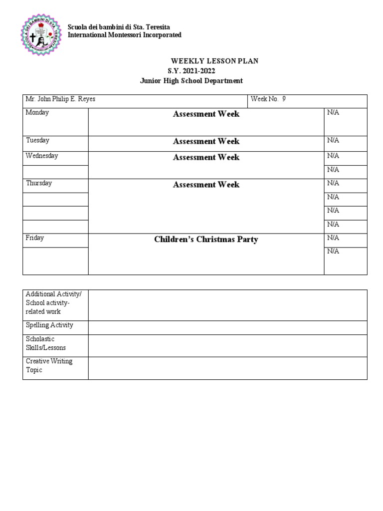 Assessment Week Assessment Week Assessment Week Assessment Week | PDF