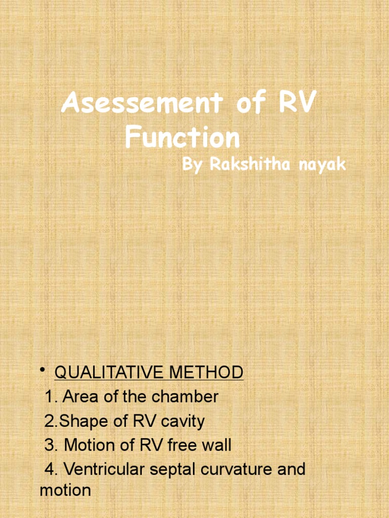 Asessement of RV Function: by Rakshitha Nayak | PDF | Diastole ...