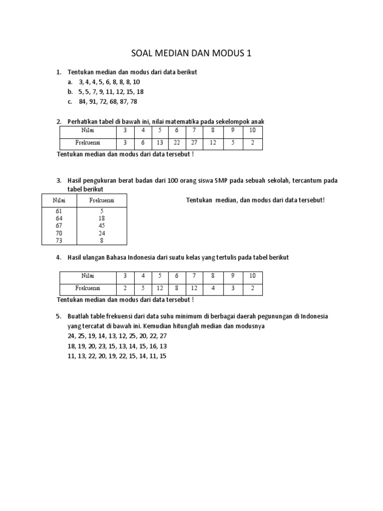 Soal Median Dan Modus 1 | PDF | Metode & Bahan Ajar