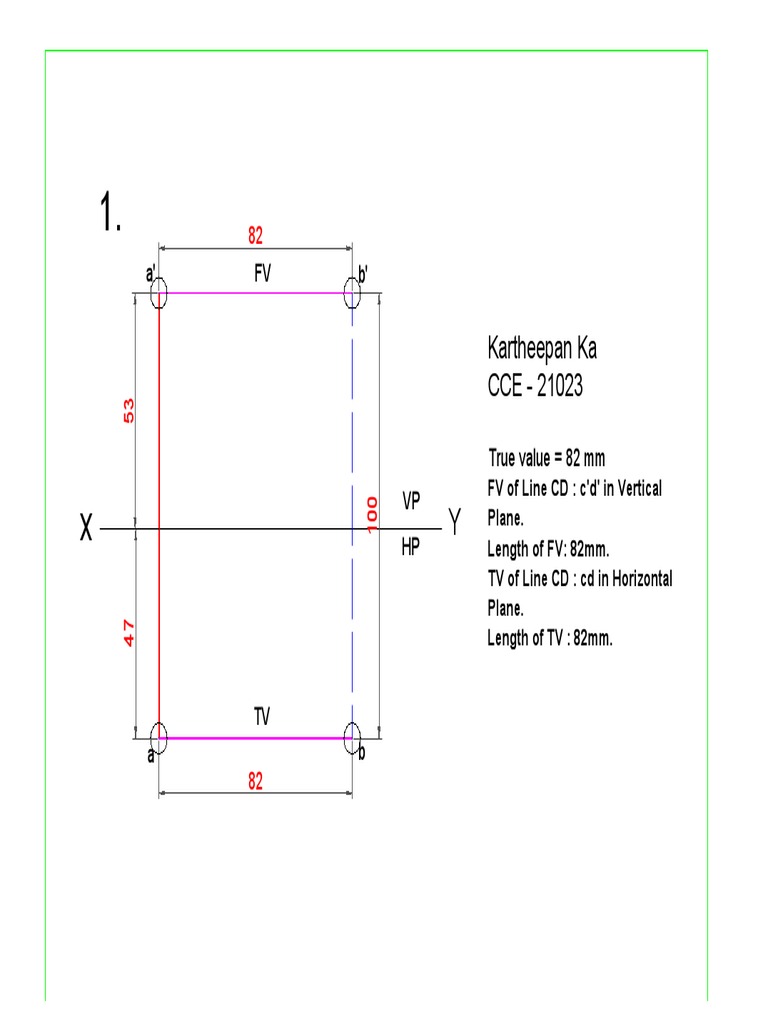 MEE Engineering Graphics Assignment - 1 (Kartheepan Ka - 21023) | PDF MEE Engineering Graphics Assignment - 1 (Kartheepan Ka - 21023) | PDF