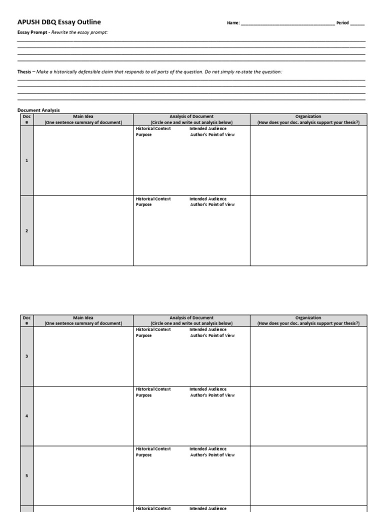 DBQ Outline Chart | PDF | Essays | Historiography