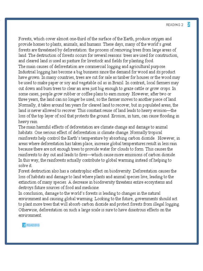 G7 - Reading Deforestation | PDF | Deforestation | Habitat Destruction