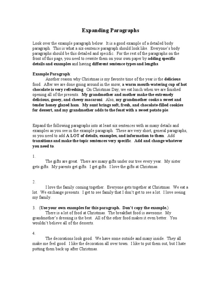 Expanding Paragraphs | PDF