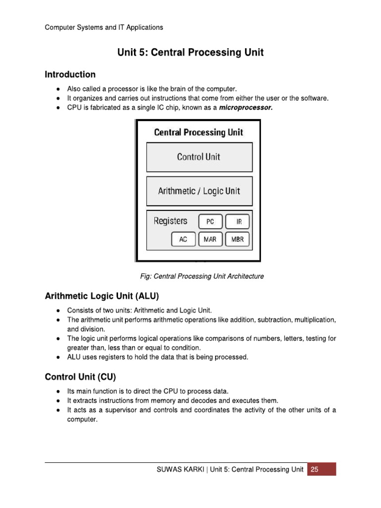 Unit 5 Central Processing Unit | PDF