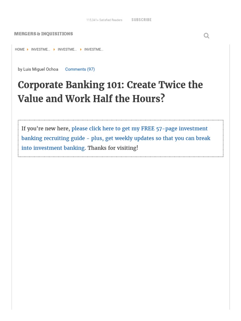 Corporate Banking 101 | PDF | Debt | Loans